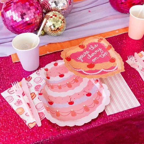 JOLLITY & CO Valentine's Day Dinner Cake Plates