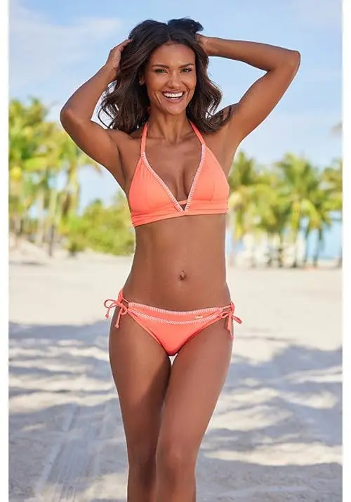 LASCANA Plunge Triangle Bikini Top - Coral