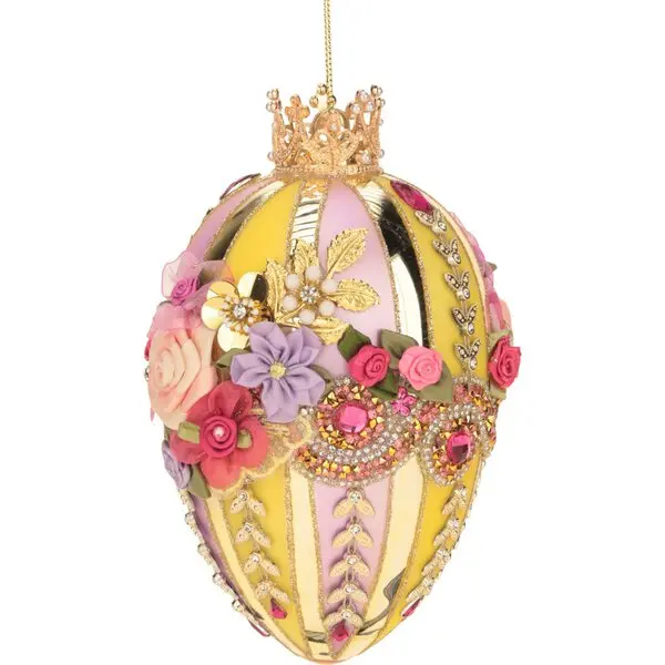 MARK ROBERTS Faberge Jewel Easter Egg - Light Yellow