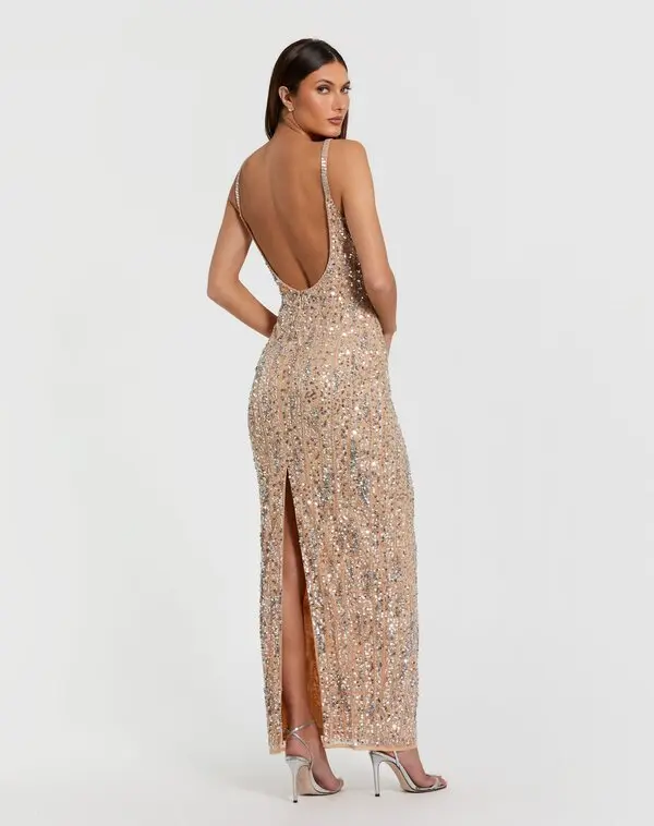 Mac Duggal Embellished Square Neck Column Gown