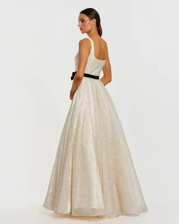 Mac Duggal Polka Dot Organza Ball Gown With Bow
