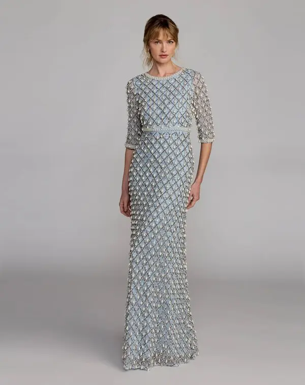 MAC DUGGAL COLLECTION Embellished 3/4 Sleeve Gown