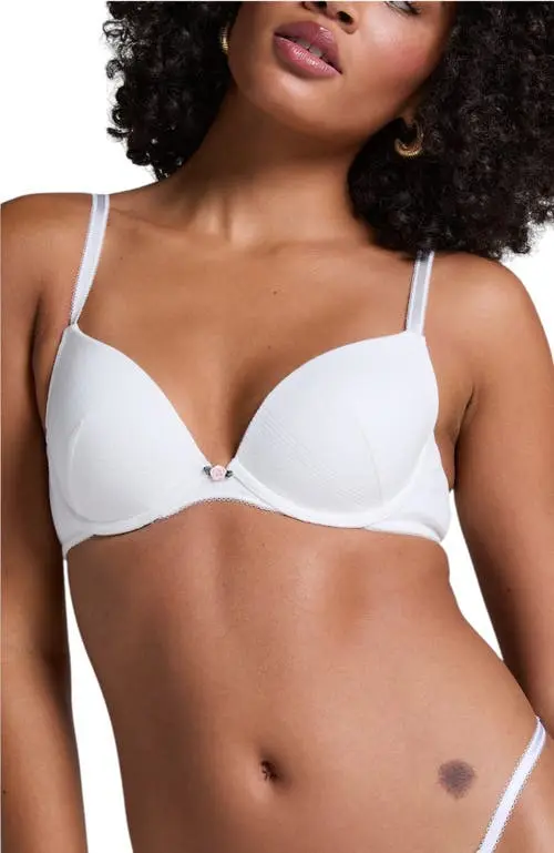 Hunkemoller Pointelle Padded Underwired Bra - Snow White