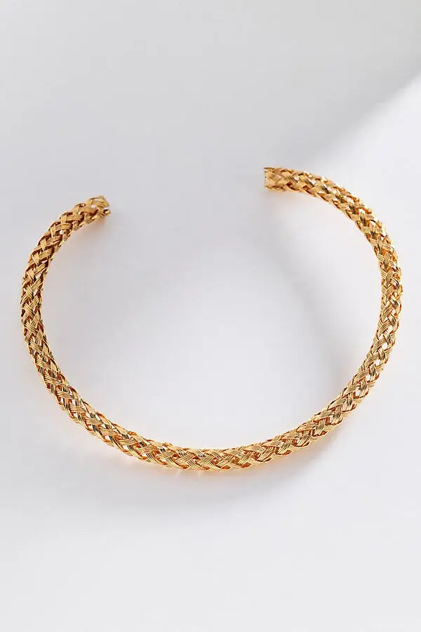 Anthropologie Textured Open Collar Necklace - Gold