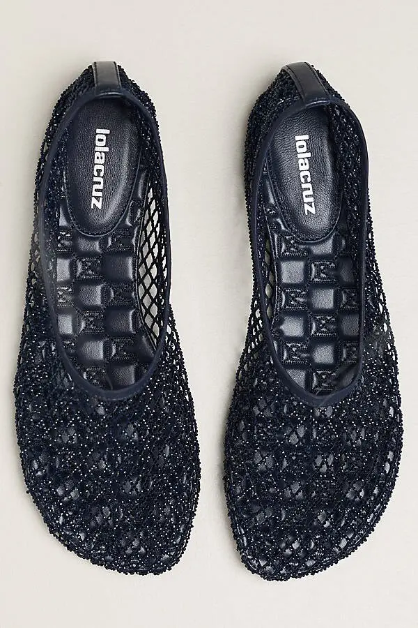 Lola Cruz Mesh Ballet Flats - Navy