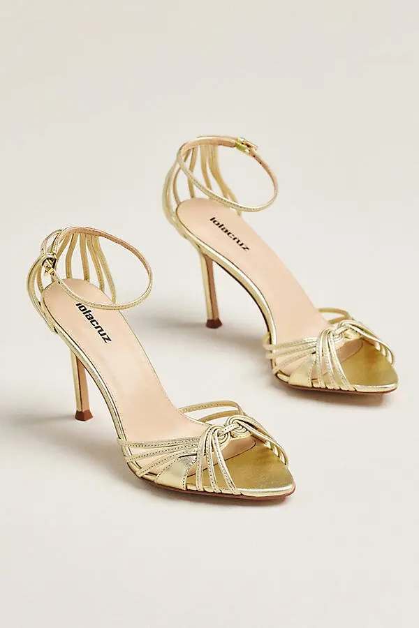 Lola Cruz Strappy Pointed-toe Heels - Gold