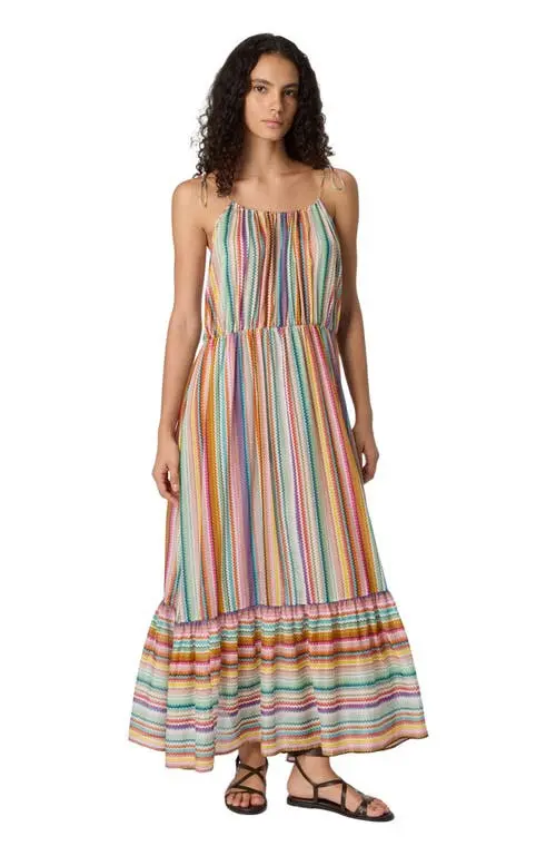 Missoni Long Flounced Cover-up In Cotton And Silk With Zigzag Pattern - Multicoloured