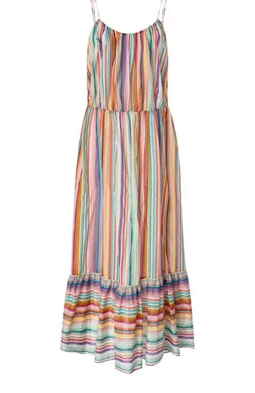 Missoni Long Flounced Cover-up In Cotton And Silk With Zigzag Pattern