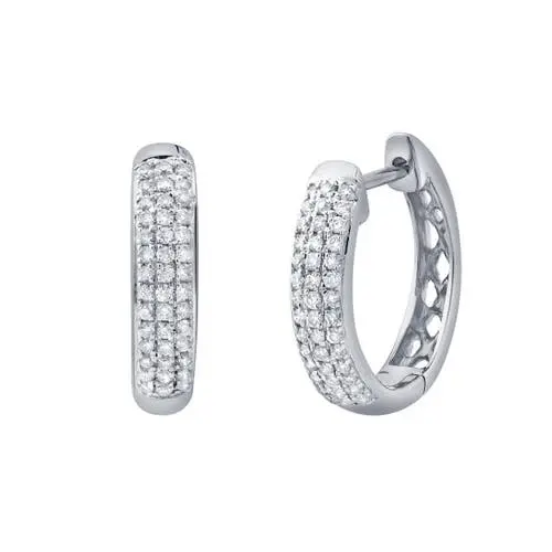 LUVMYJEWELRY Halo Loop 0.25 Ct 14k Gold Diamond Huggies - 14k White Gold