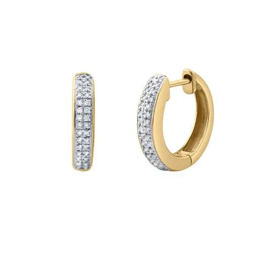 LUVMYJEWELRY Celaris 0.15 Ct 14k Gold Diamond Huggies - 14k Yellow Gold