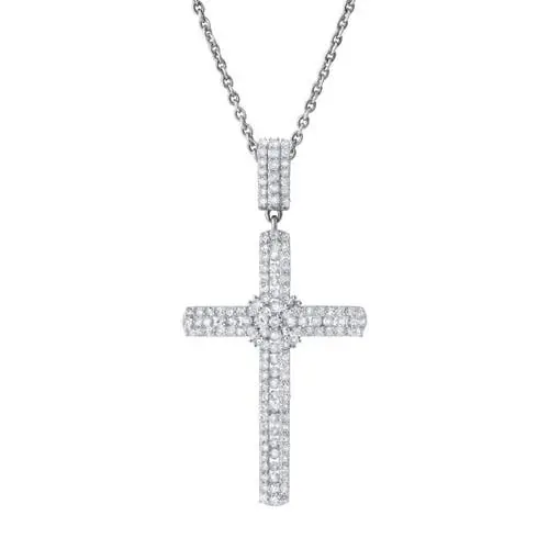 LUVMYJEWELRY 1.15 Ct 14k Gold Diamond Cross Pendant - 14k White Gold
