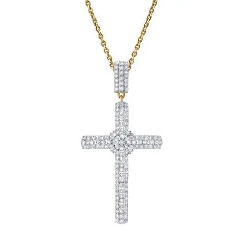 LUVMYJEWELRY 1.15 Ct 14k Gold Diamond Cross Pendant - 14k Yellow Gold