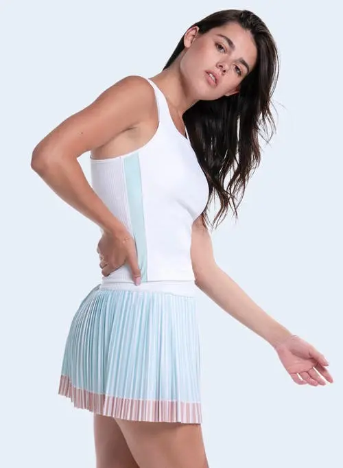 Lucky In Love Racer Rib Tank - White