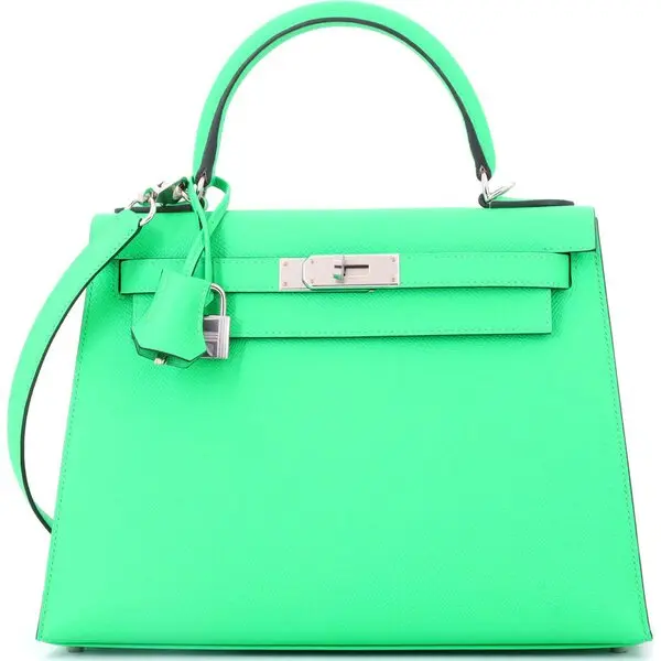 Hermès Kelly Handbag 28 Green Epsom With Palladium Hardware - Vert Comics