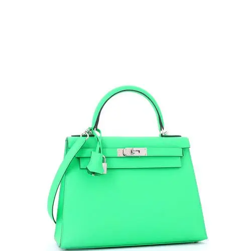 Hermès Kelly Handbag 28 Green Epsom With Palladium Hardware - Vert Comics