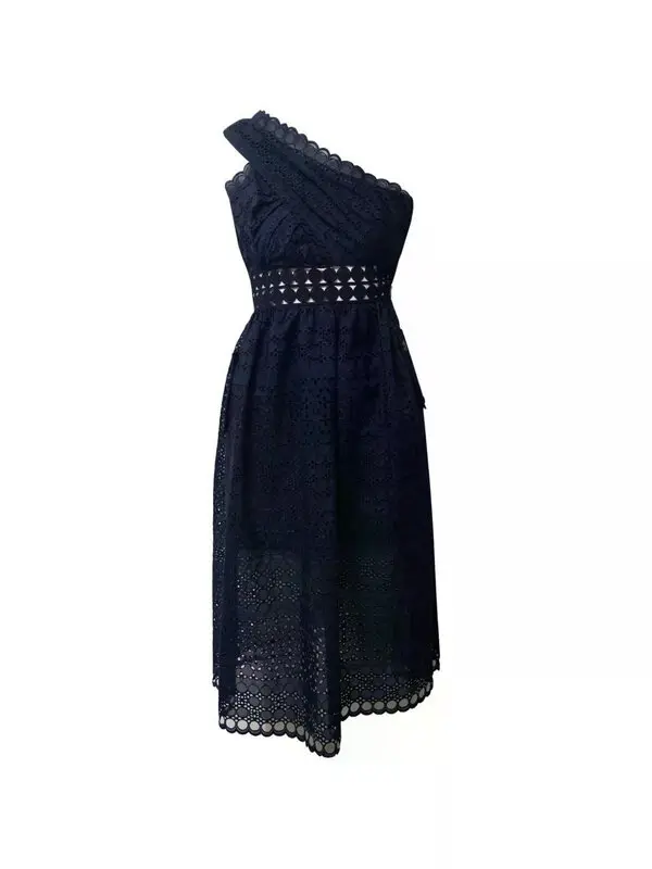 SELF-PORTRAIT Openwork Asymmetrical Dress