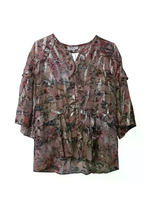 IRO PARIS Floral Metallic Open-back Blouse