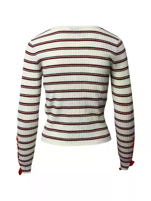 Sandro Striped Ribbon-tie Knit Top