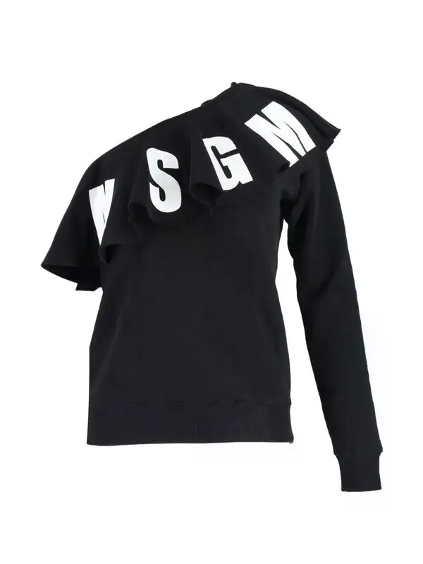 MSGM Logo Print One-shoulder Top