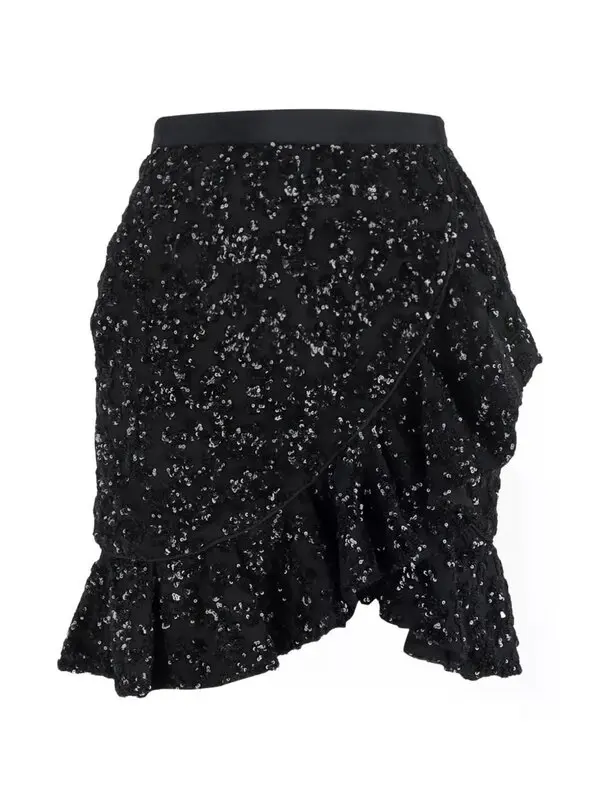 SELF-PORTRAIT Sequin-embellished Ruffled Mini Skirt