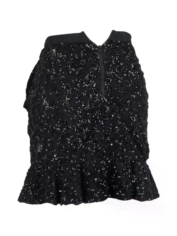 SELF-PORTRAIT Sequin-embellished Ruffled Mini Skirt