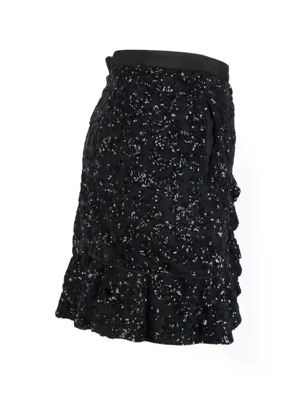 SELF-PORTRAIT Sequin-embellished Ruffled Mini Skirt