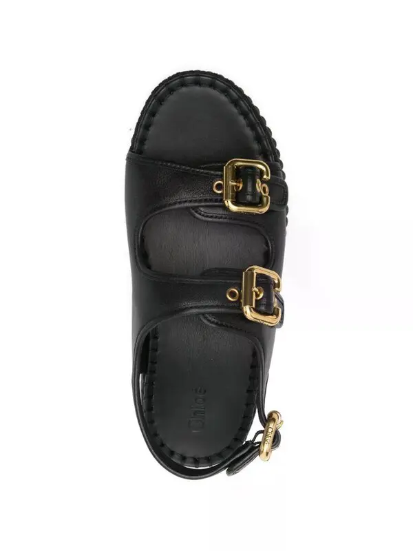 Chloé Nama Buckle Flatform Heeled Sandals - Black