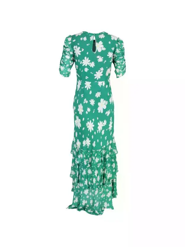 rixo green dress Rent Rixo Ginger Poppy Jacquard Tie Waist Midi Dress main image 0