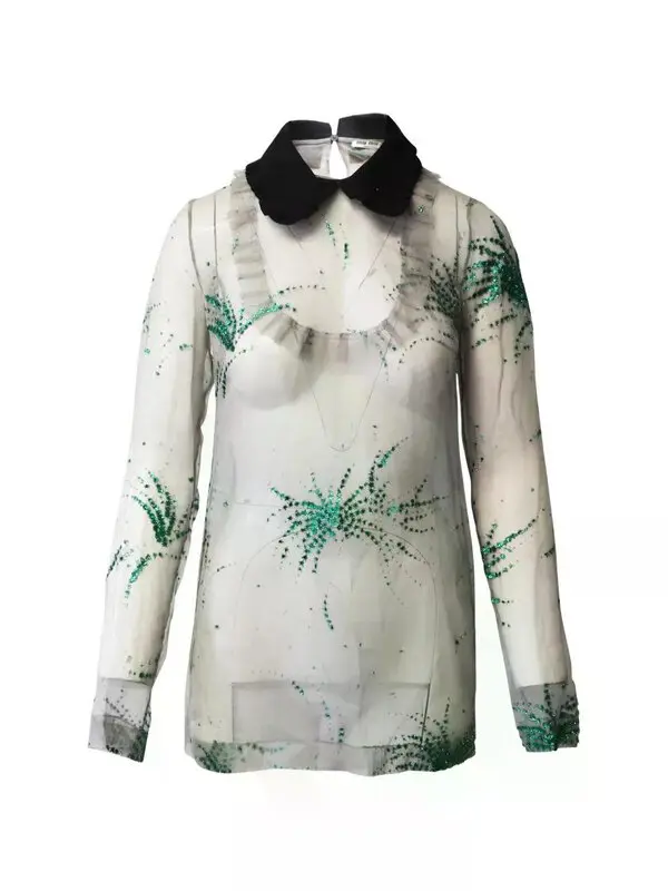 Miu Miu Embellished Ruffled Blouse