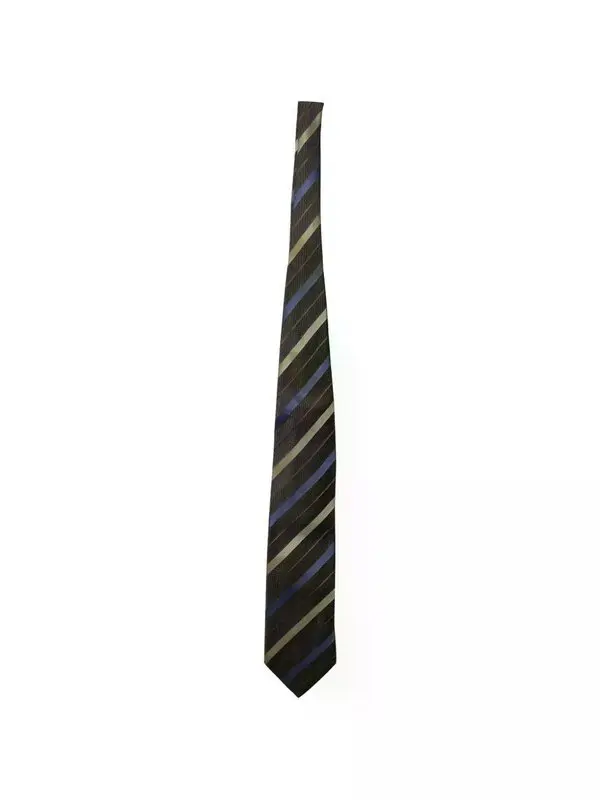 Ermenegildo Zegna Striped Silk Neck Tie - Brown