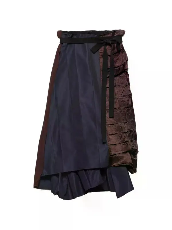 Prada Faille Patchwork Midi Skirt - Brown