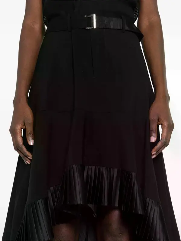 Sacai Pleated Belted Midi Dress