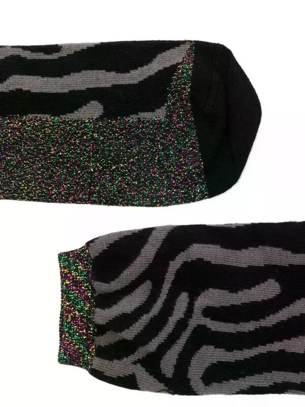 ALTO MILANO Zebra-print Shimmer Ankle Socks