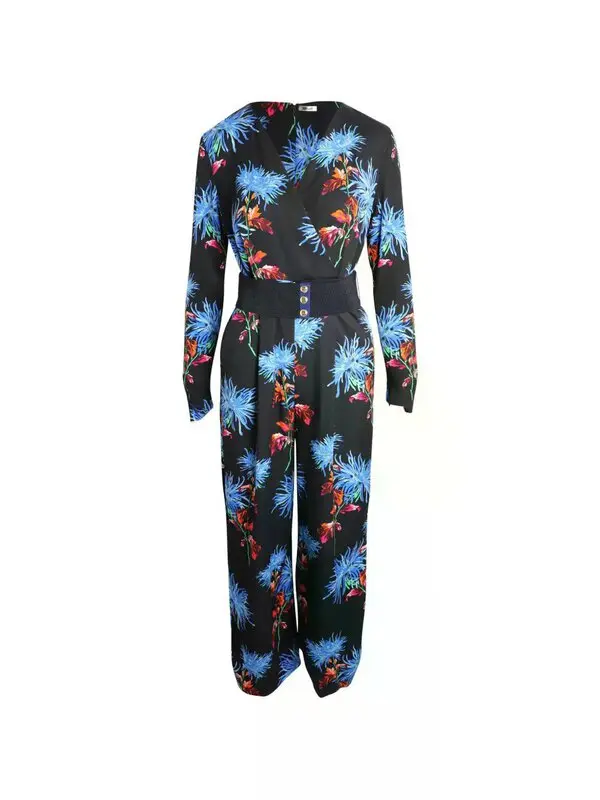 Diane Von Furstenberg Floral Belted Jumpsuit - Black