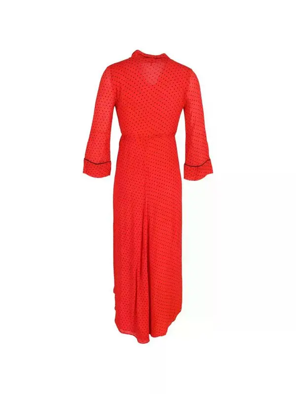 ganni midi wrap dress GANNI Gathered crepe midi wrap dress