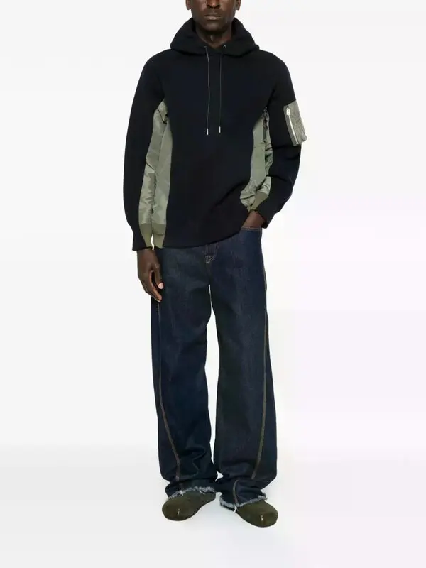 Sacai Paneled Zip-pocket Hoodie