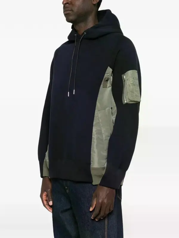 Sacai Paneled Zip-pocket Hoodie