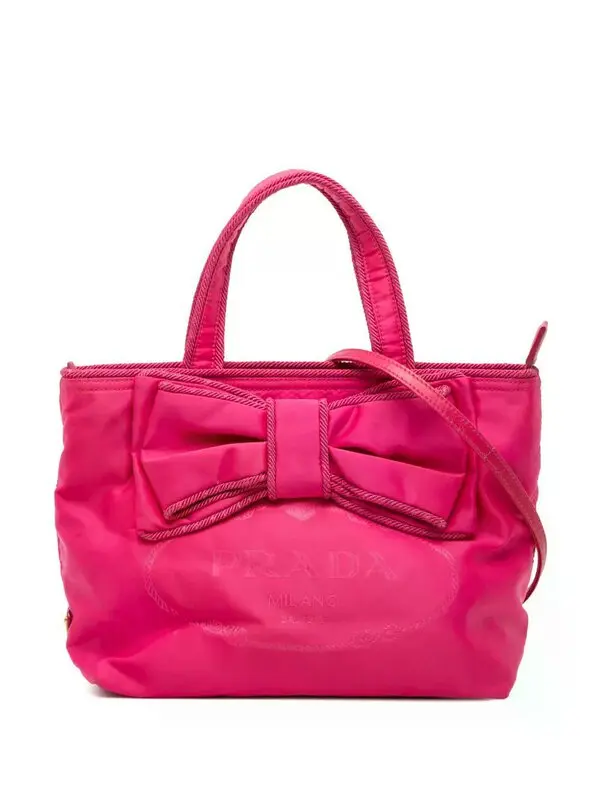 Prada Tessuto Canapa Logo Bow Satchel - Pink