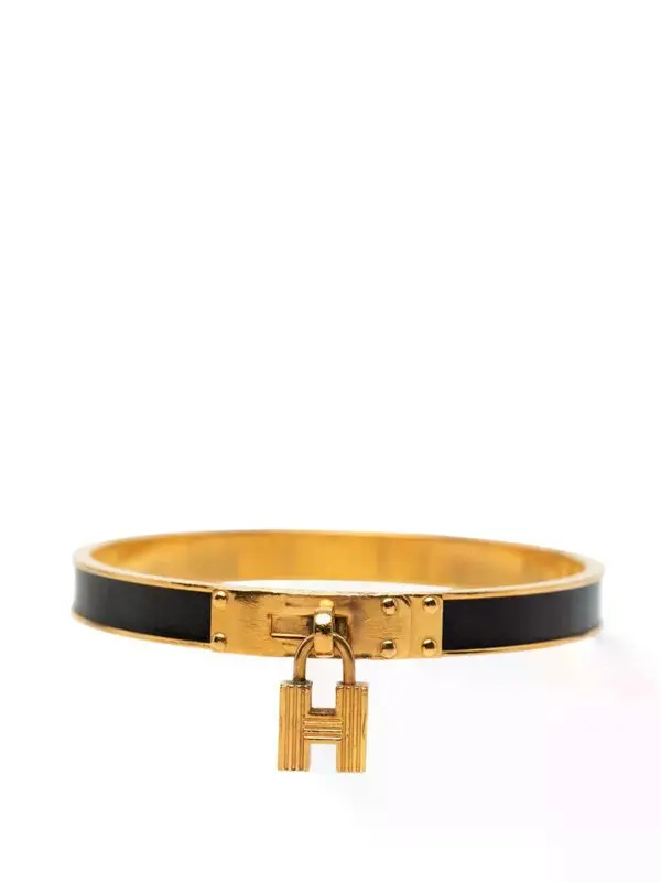 Hermès 2000-2026 Leather Kelly Cadena Lock Bangle - Black
