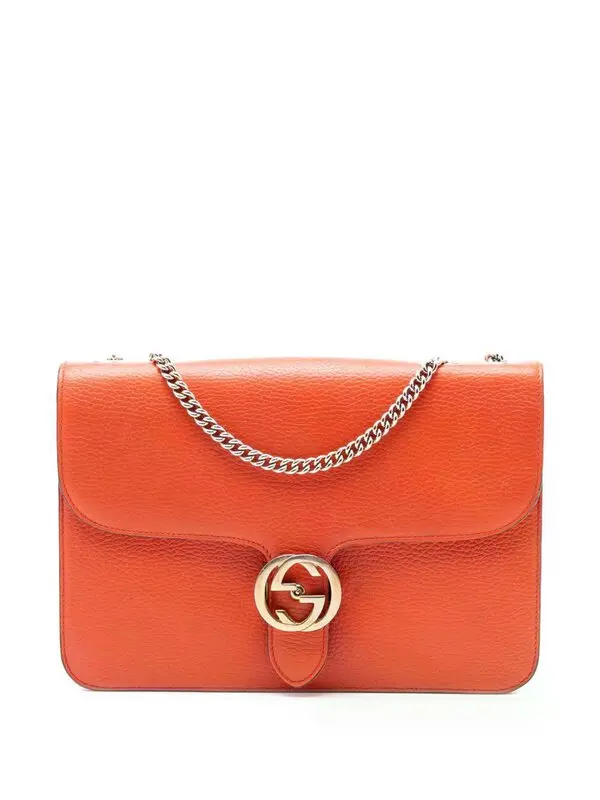 Gucci Medium Calfskin Interlocking G Crossbody Bag - Orange