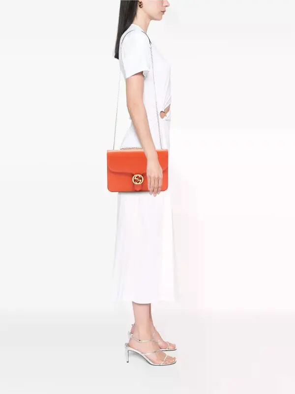 Gucci Medium Calfskin Interlocking G Crossbody Bag - Orange