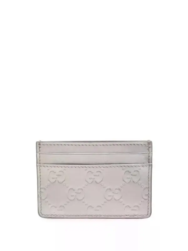 Gucci 2016-2025 Patent Guccissima Card Holder - Silver