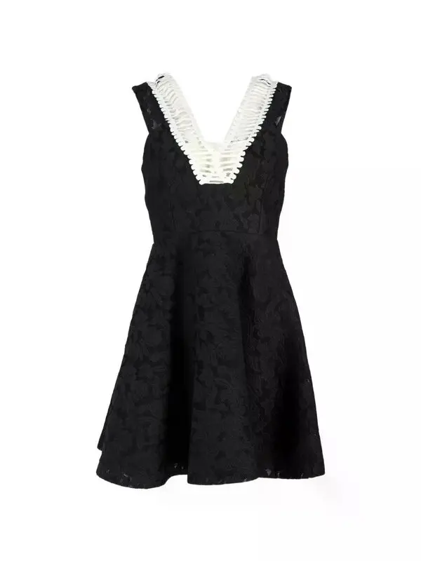 Sandro Rhythm Pleated Embroidered Mesh Dress - Black