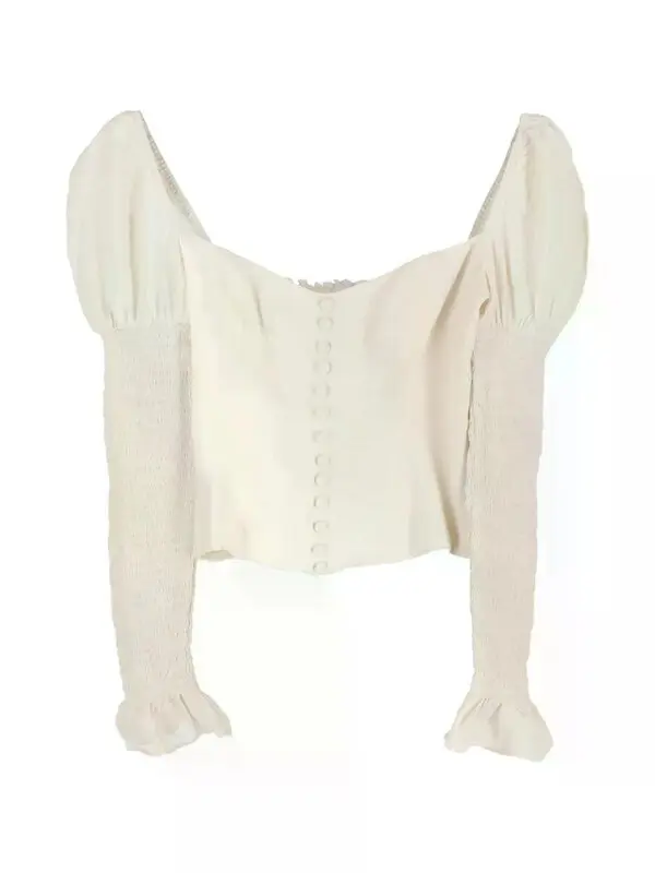 REFORMATION Shirred Long-sleeves Blouse