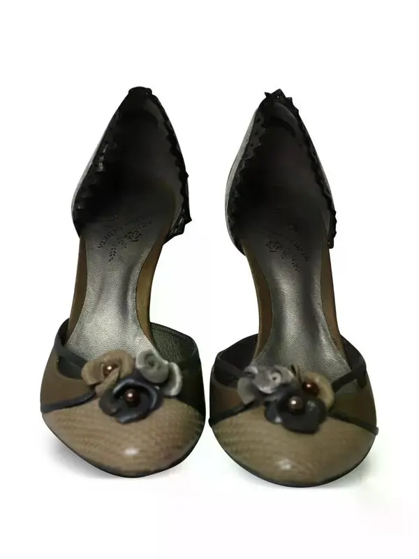 Bottega Veneta Snakeskin-embossed Flower Pumps