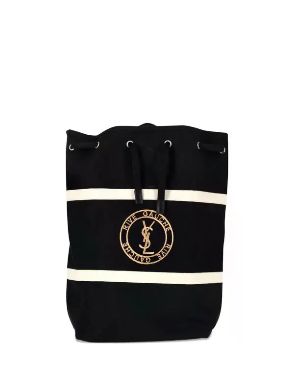Saint Laurent Rive Gauche Embroidered Sling Bag - Black