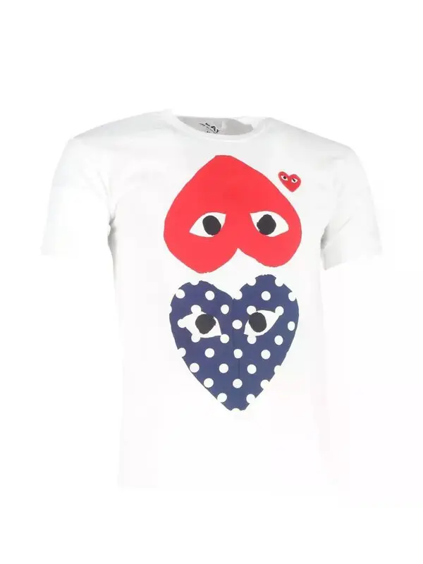 Comme Des Garçons Heart-print Polka-dot T-shirt - White