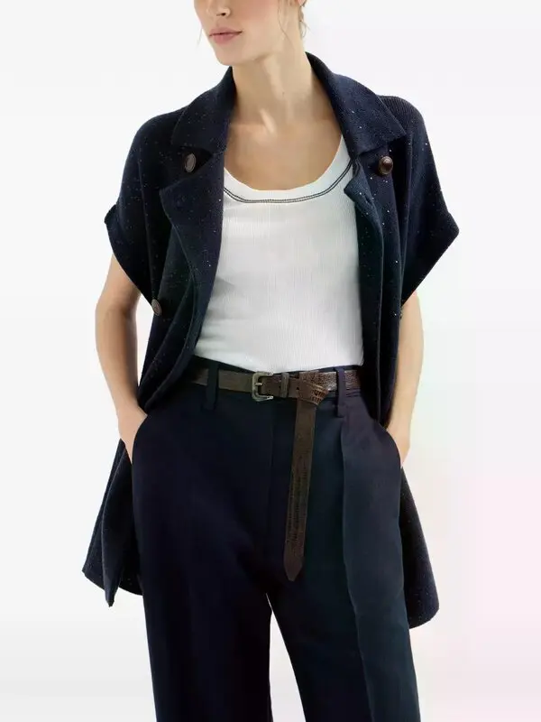 Brunello Cucinelli Double-breasted Tie Knit Vest