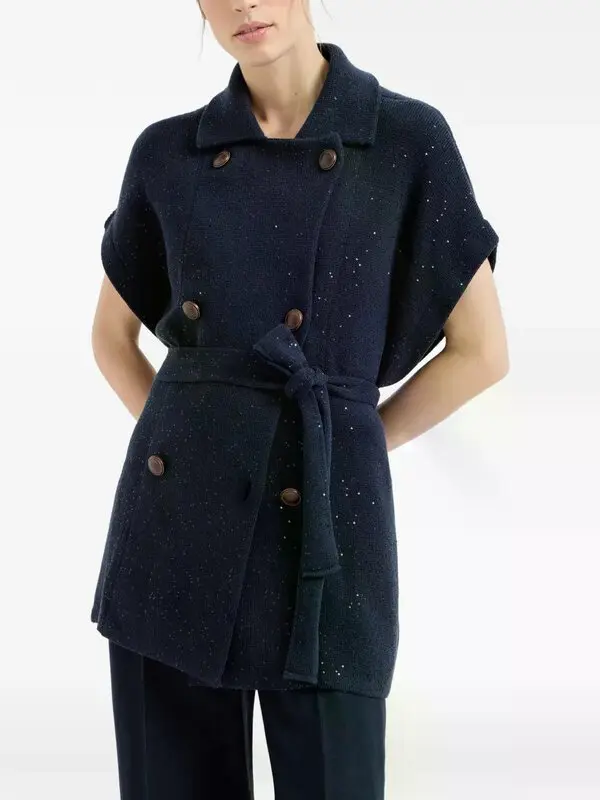 Brunello Cucinelli Double-breasted Tie Knit Vest