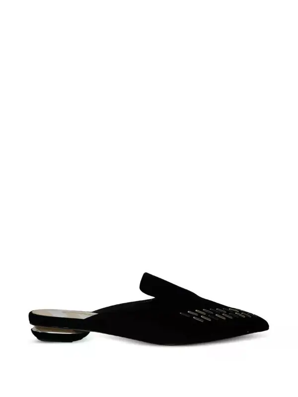 NICHOLAS KIRKWOOD Metal-applique Velvet Mules - Black